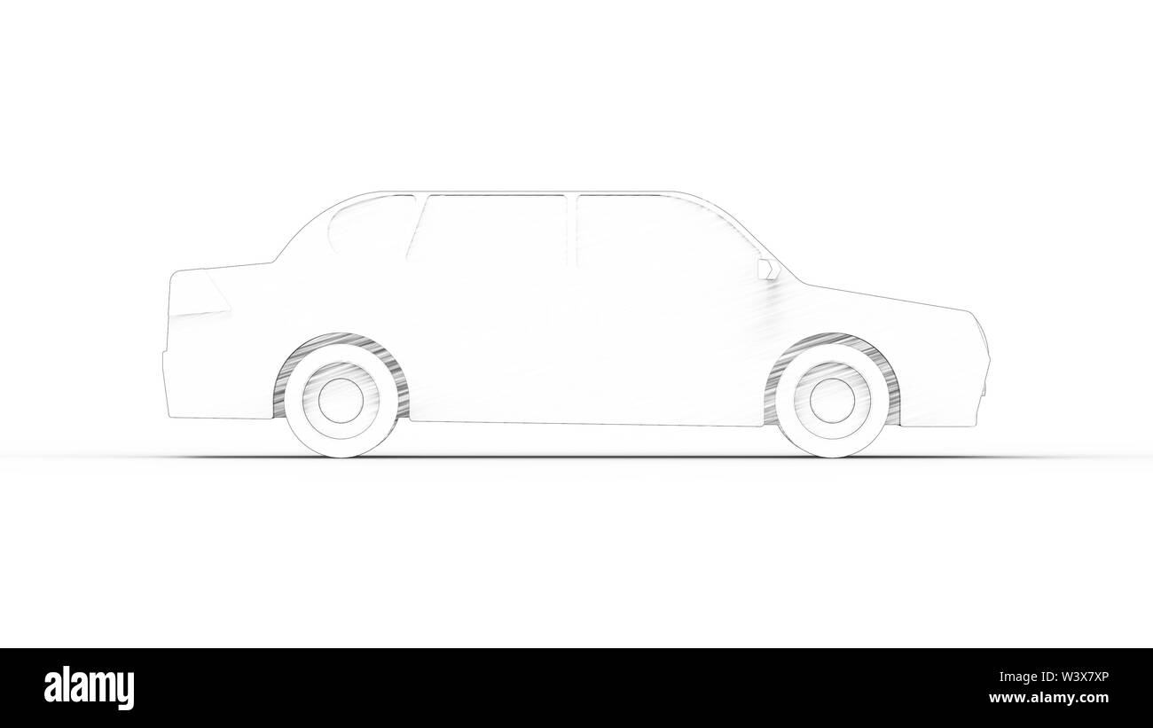 3d rendering of a simple sedan car model isolated in studio background ...