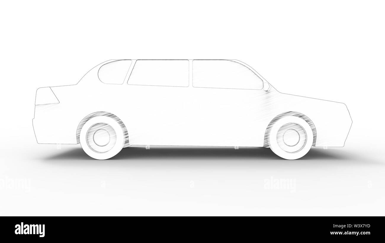 3d rendering of a simple sedan car model isolated in studio background ...