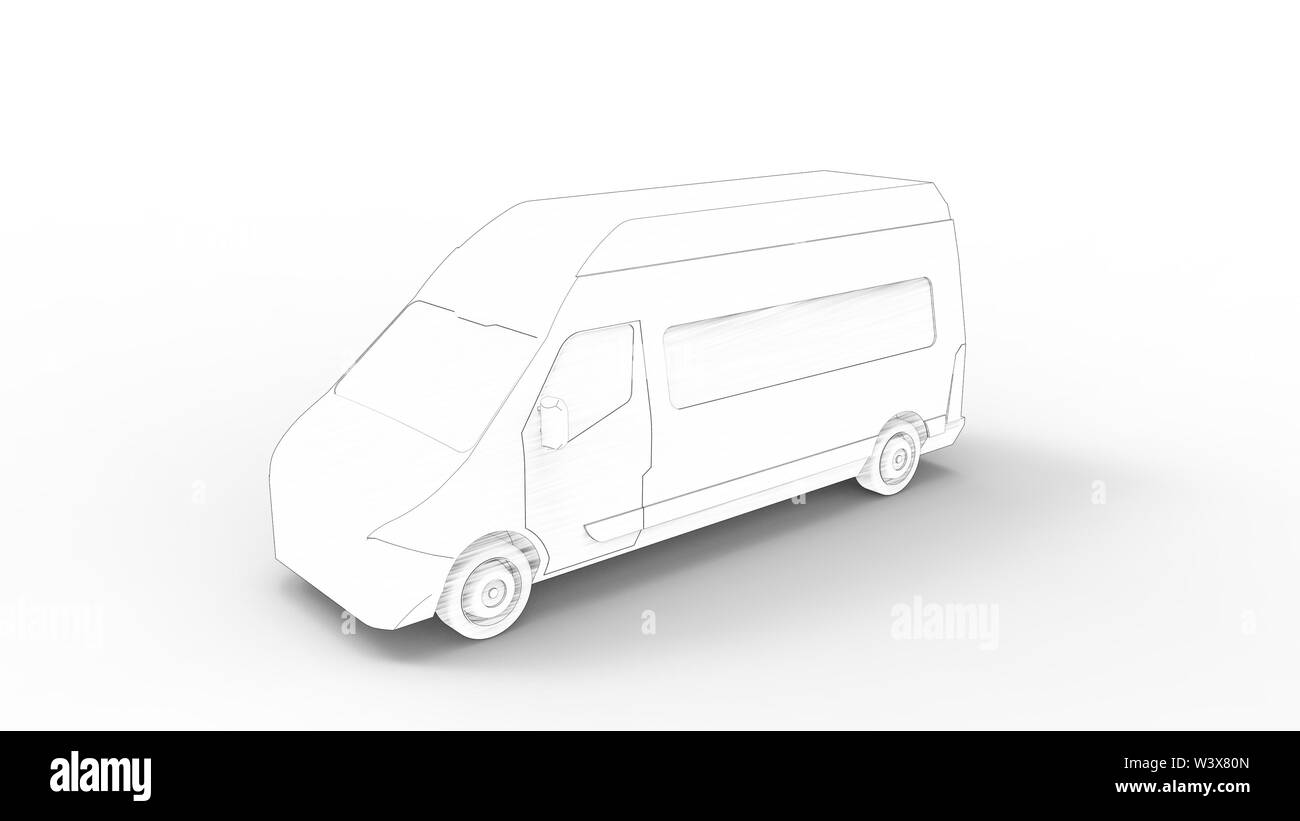 3d rendering of a utility van isolated in white studio background Stock ...