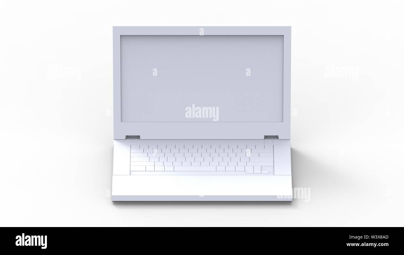 3d rendering of a computer model laptop isolated in white studio ...