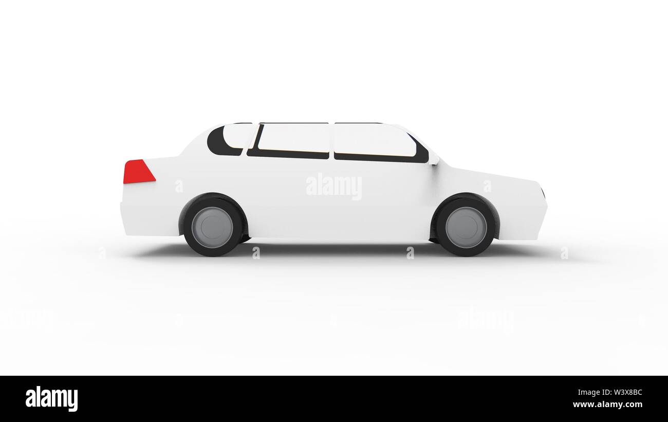 3d rendering of a simple sedan car model isolated in studio background ...