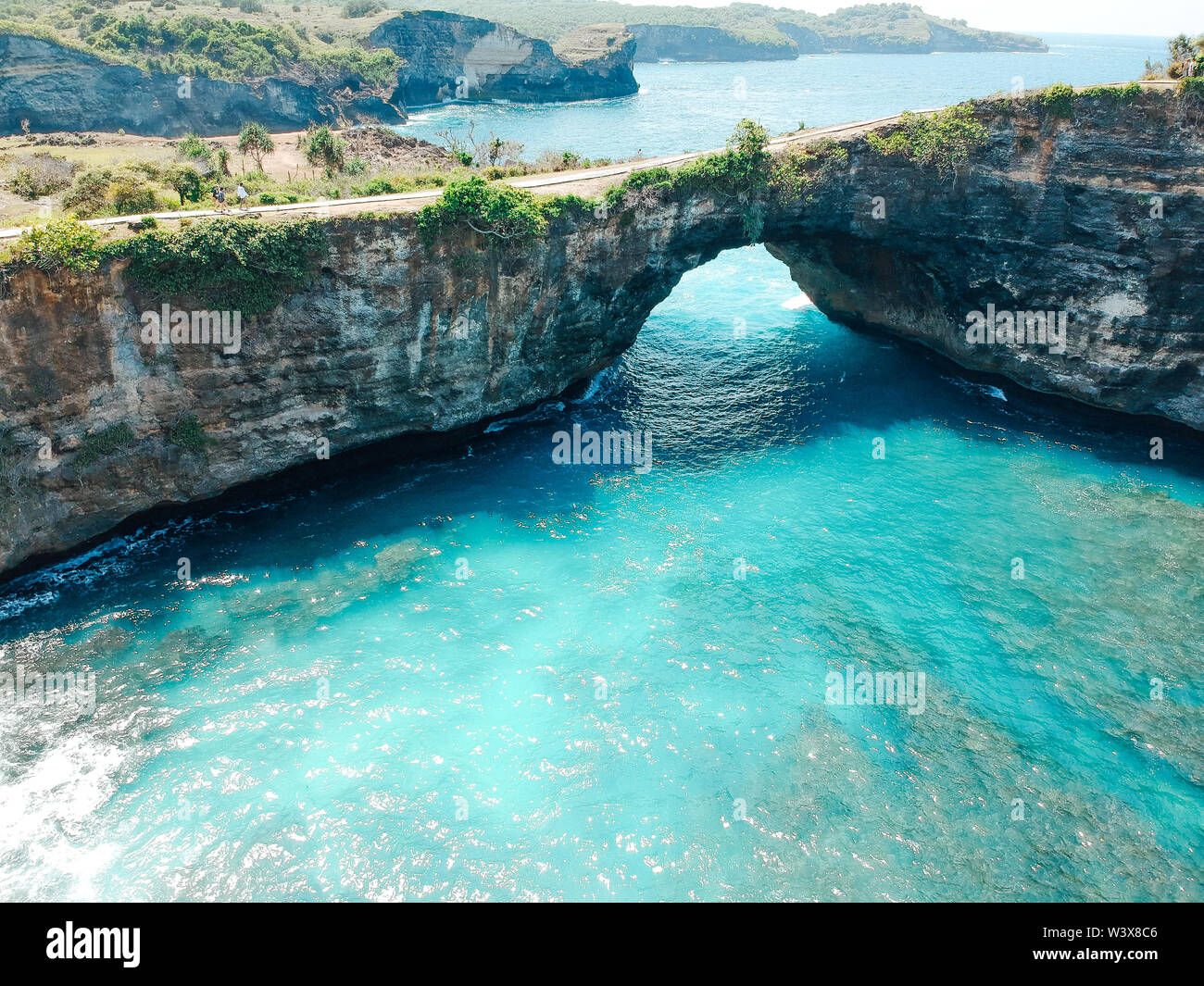 Aerial drone top view of Broken Beach In Nusa Penida, Bali, Indonesia ...