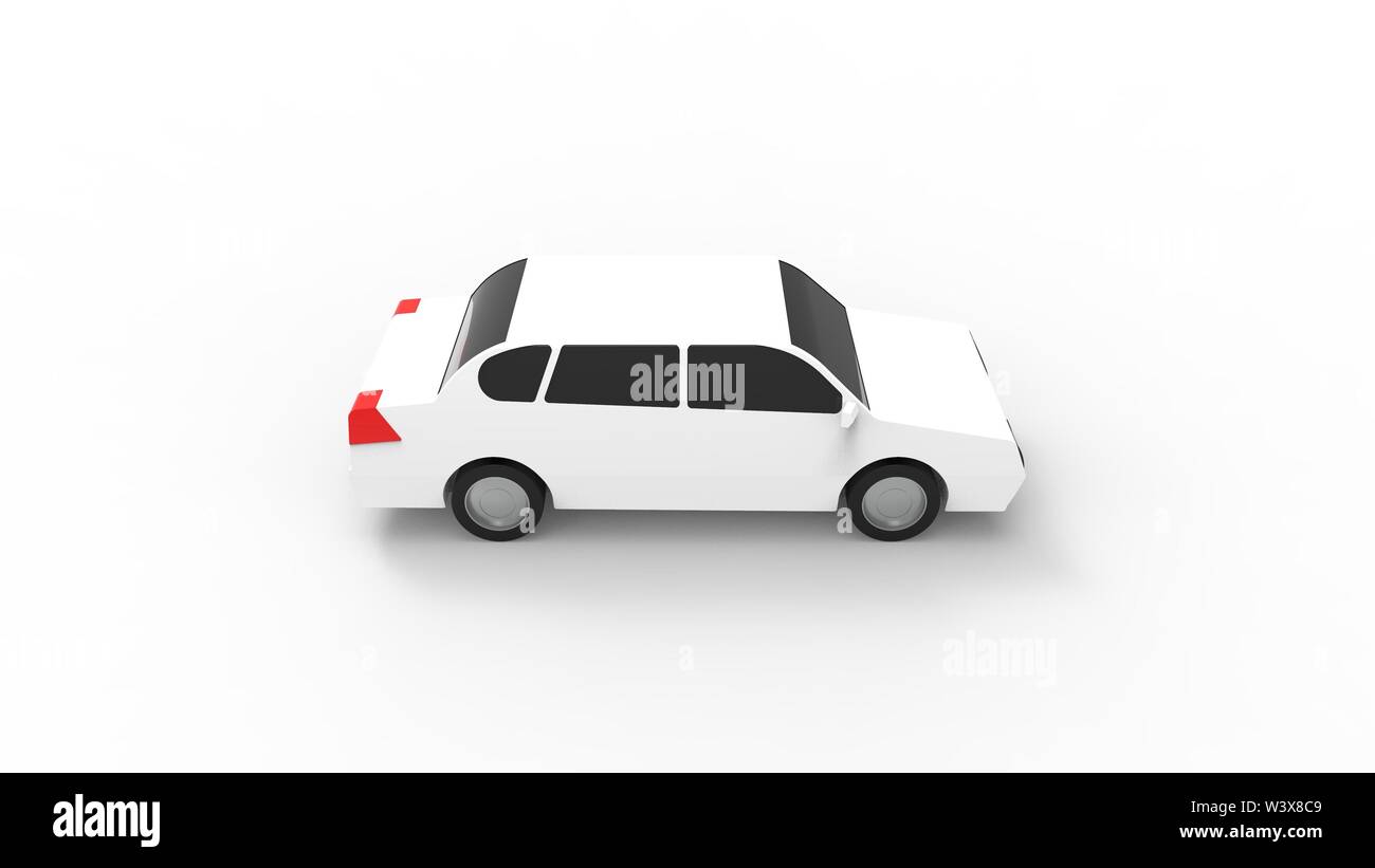 3d rendering of a simple sedan car model isolated in studio background ...