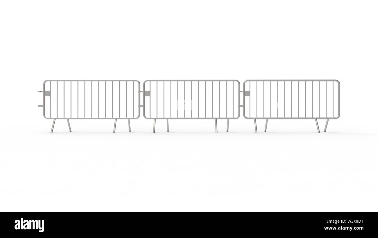 3d rendering of a crowd control fence isolated in white studio ...