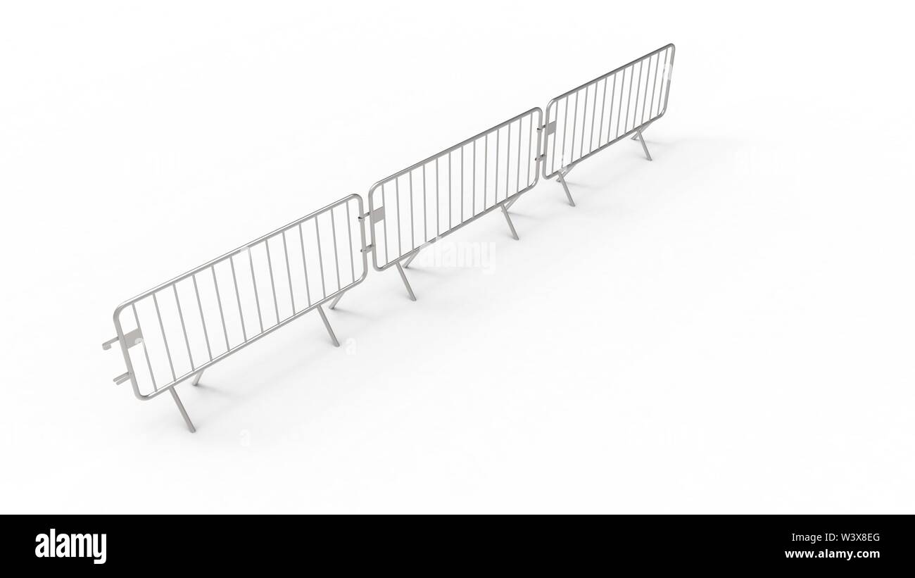 3d rendering of a crowd control fence isolated in white studio ...