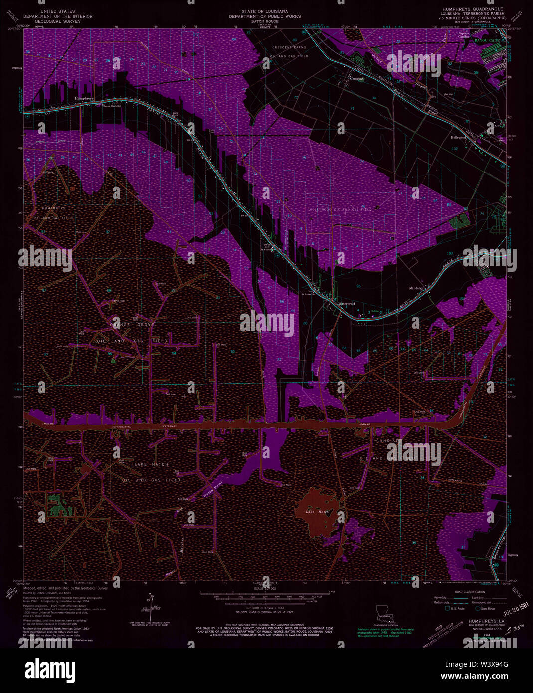 USGS TOPO Map Louisiana LA Humphreys 332268 1964 24000 Inverted ...