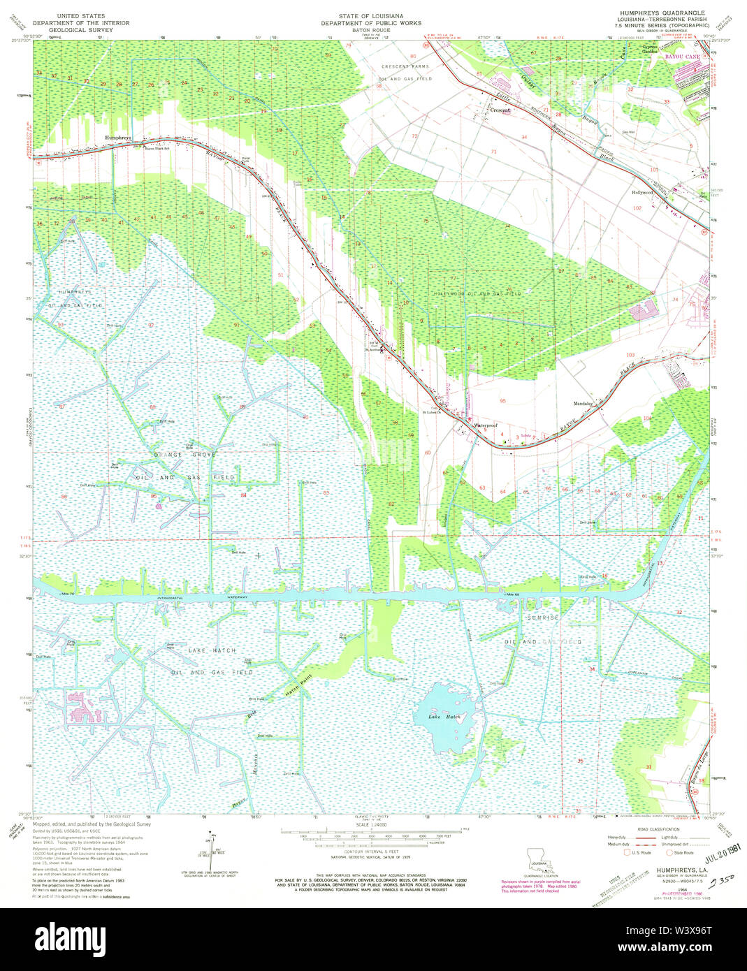 USGS TOPO Map Louisiana LA Humphreys 332268 1964 24000 Restoration ...
