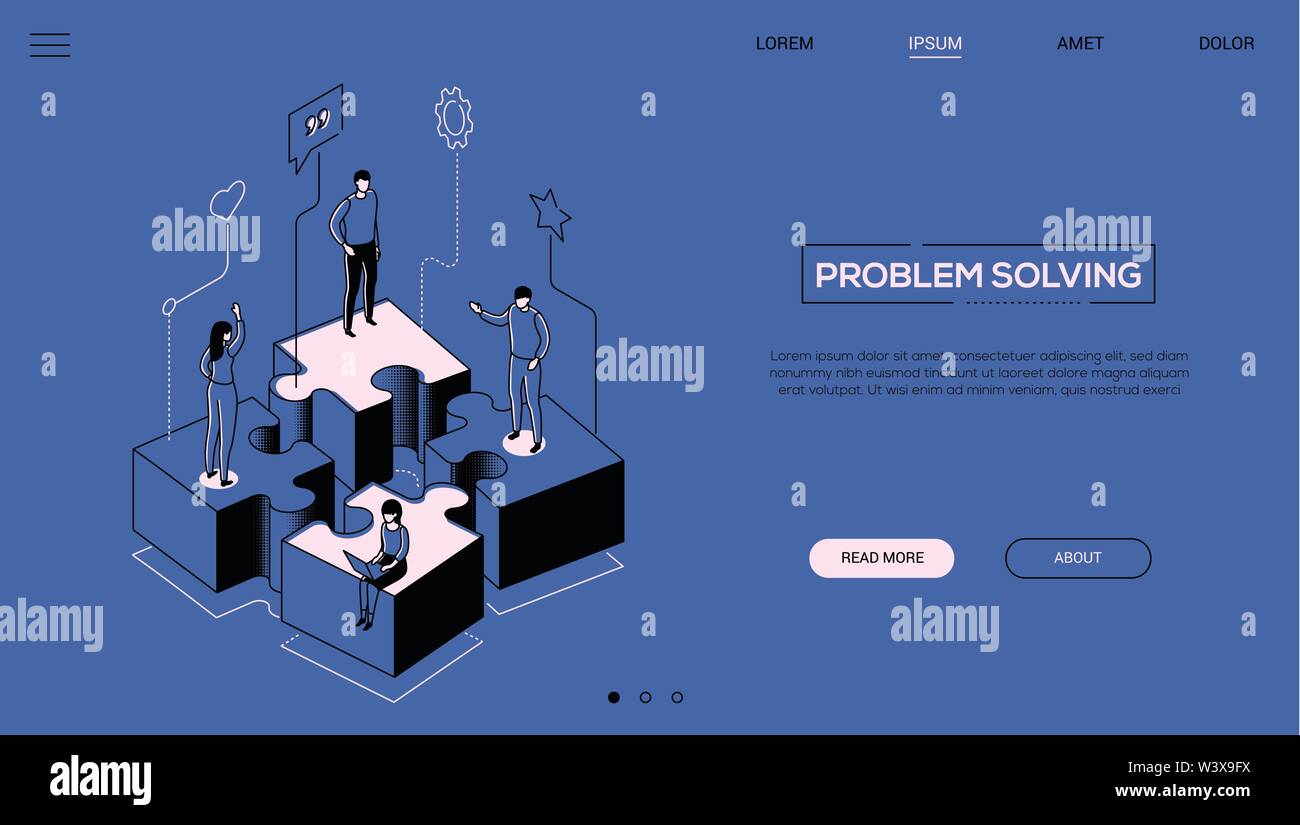 Problem solving - line design style isometric web banner Stock Vector ...