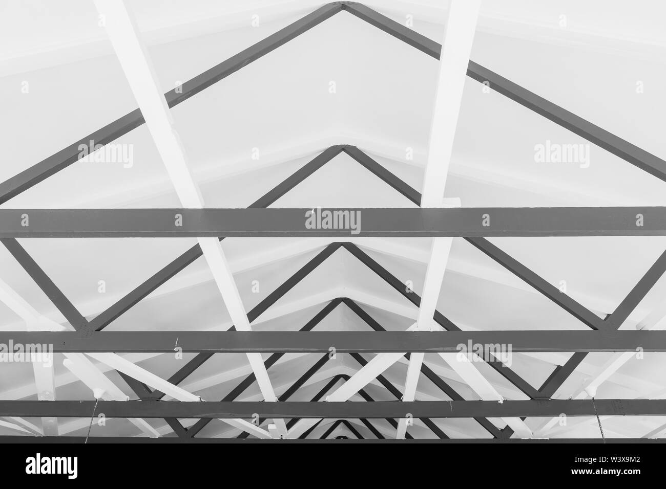 Building inside hall open plan structure wood trusses beams open plan ...