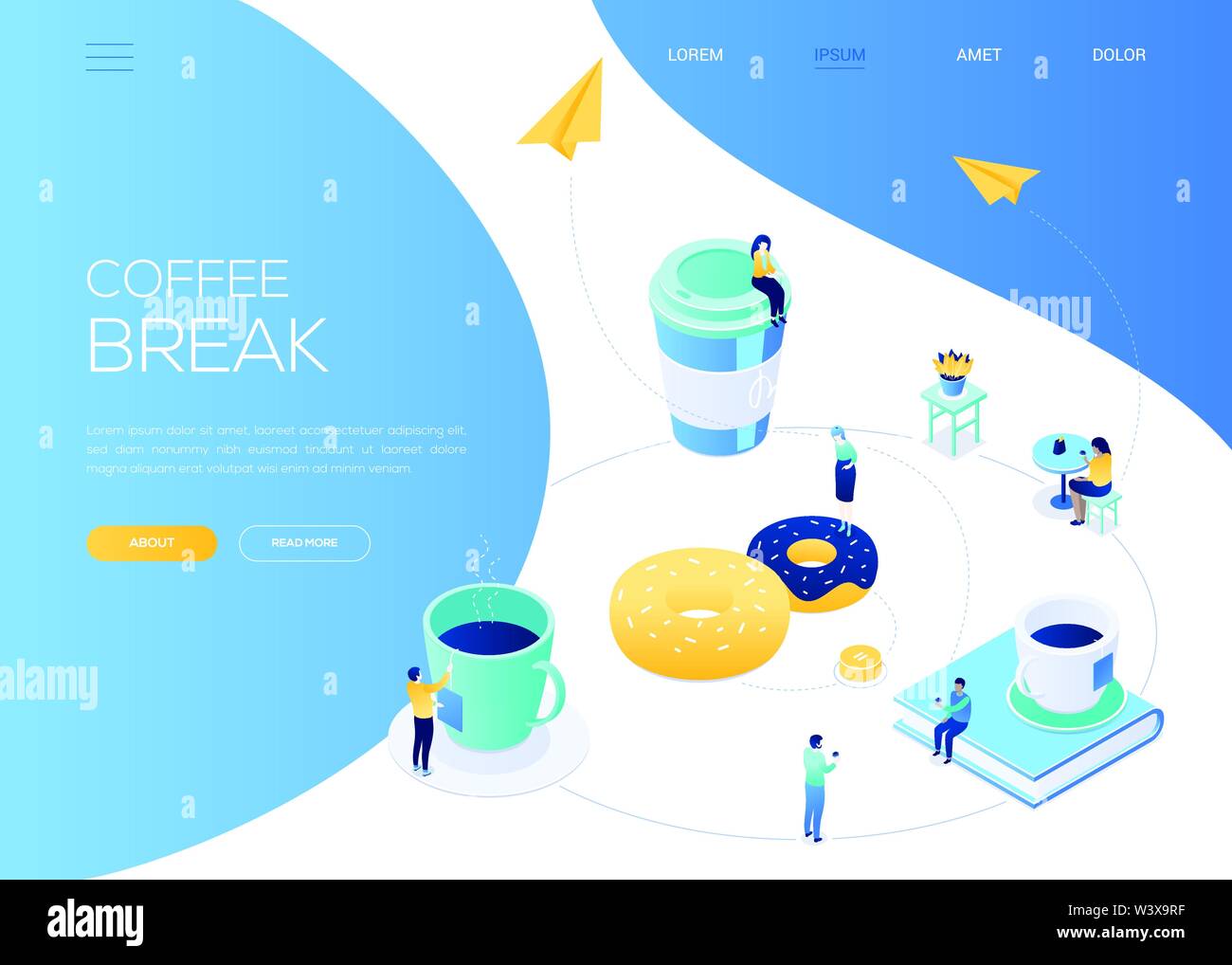 Coffee break - modern isometric vector web banner Stock Vector Image ...