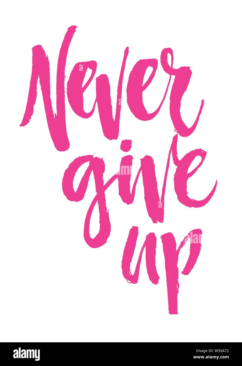 Never give up text pink Stock Photo - Alamy