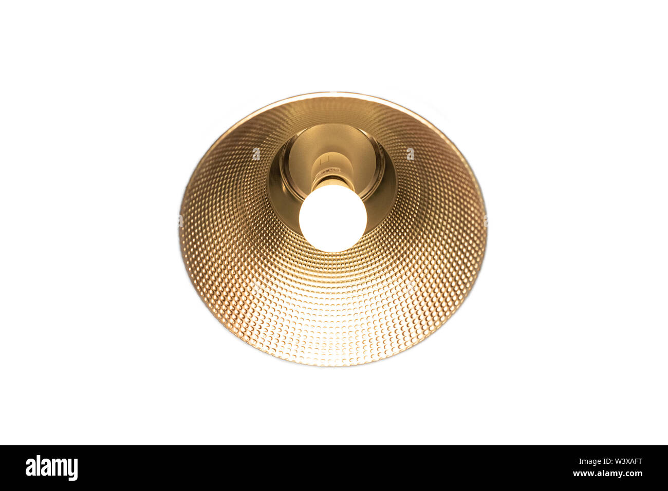 Vintage lamp, warm light in lampshade, indoor decorate, isolated ...