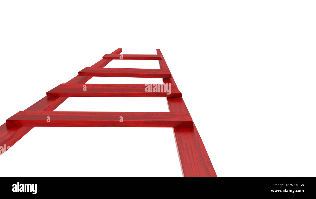 ladder red up to sky isolated in white background - 3d rendering Stock ...