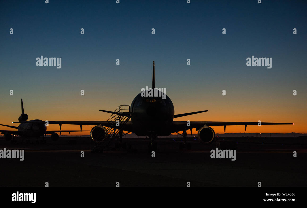 U.S. Airmen with the 6th Air Refueling Squadron prepare a KC-10 ...