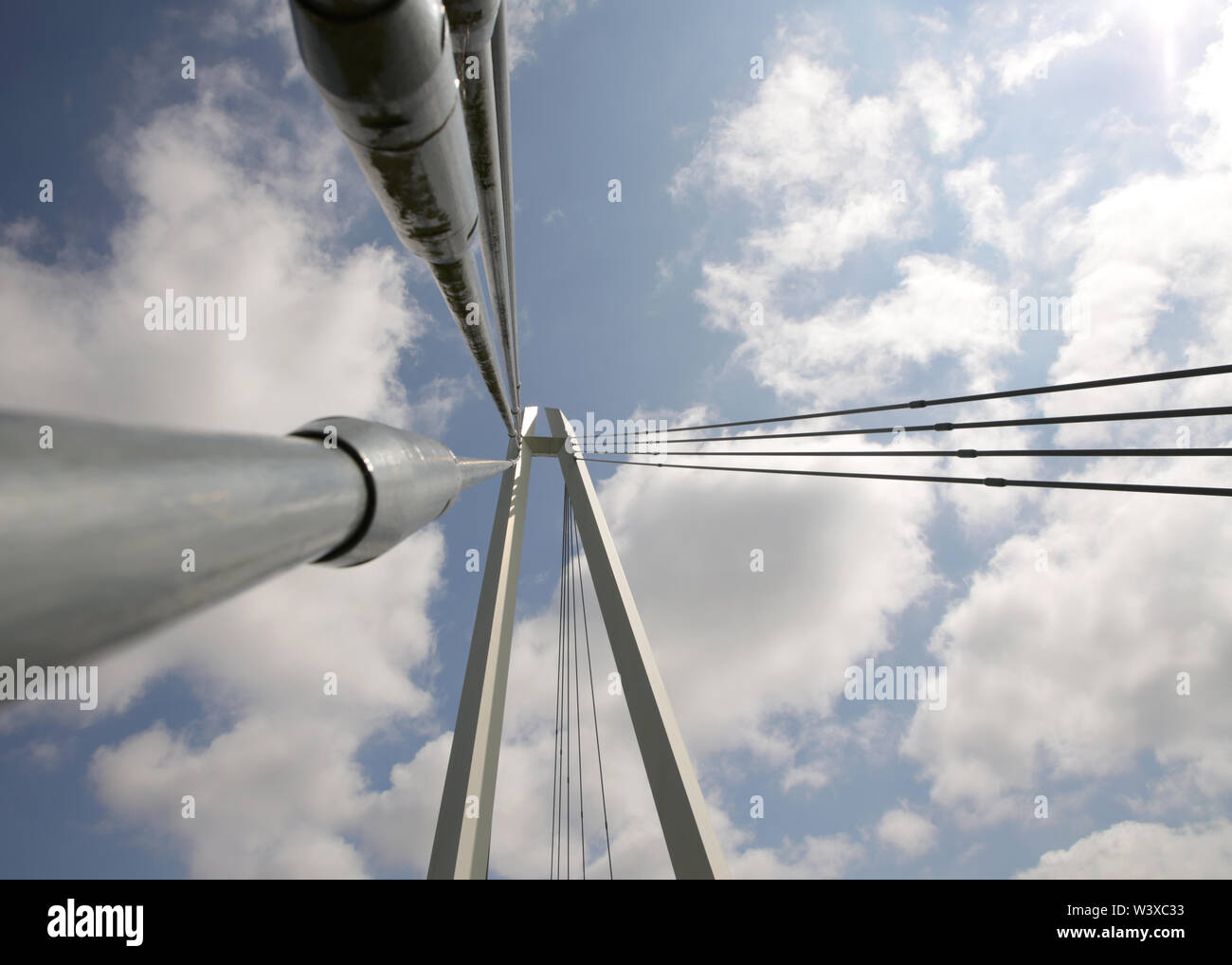 Abstract view of the Diglis footbridge over the river Severn at ...