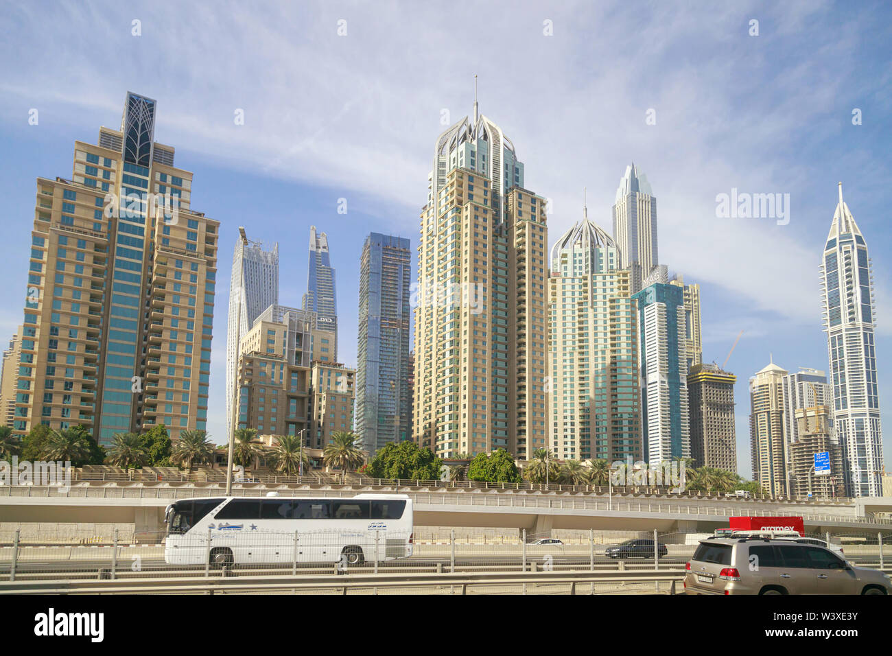 DUBAI, UAE, JANUARY 13, 2019: Beautiful modern high-rise buildings ...