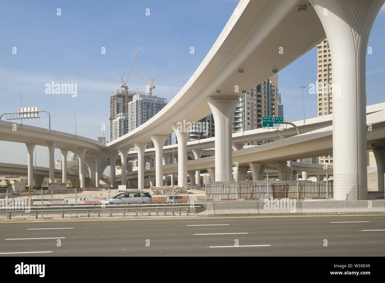 DUBAI, UAE, JANUARY 13, 2019: New beautiful road junction on the ...