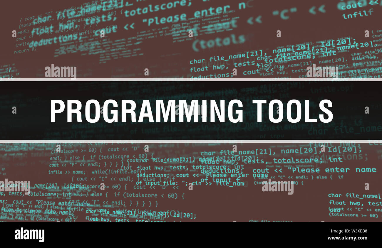 Programming Tools Concept With Random Parts Of Program Code Programming Tools With Programming