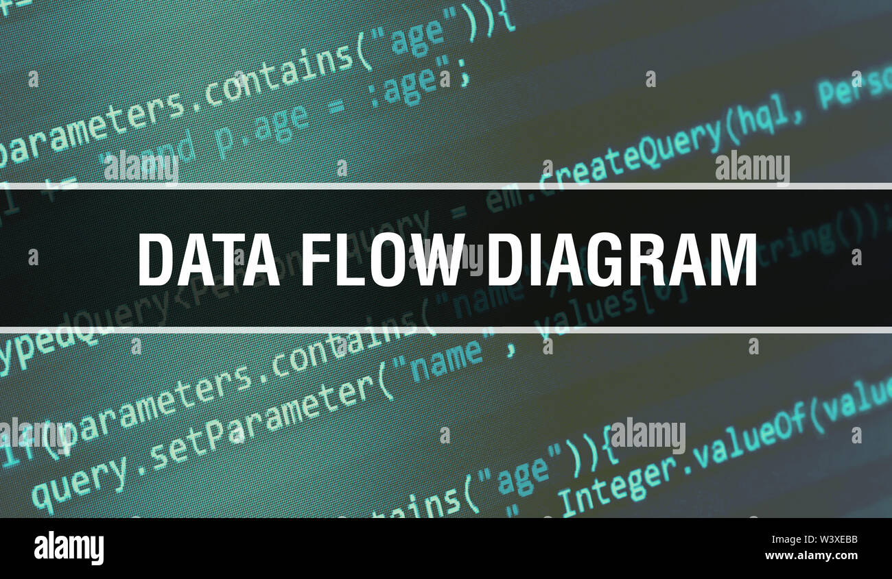 Data flow diagram with Binary code digital technology background ...