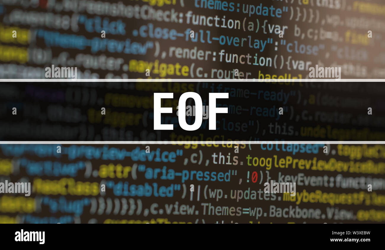 EOF with Abstract Technology Binary code Background.Digital binary data ...
