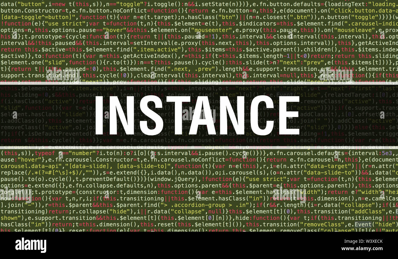 Instance text written on Programming code abstract technology ...