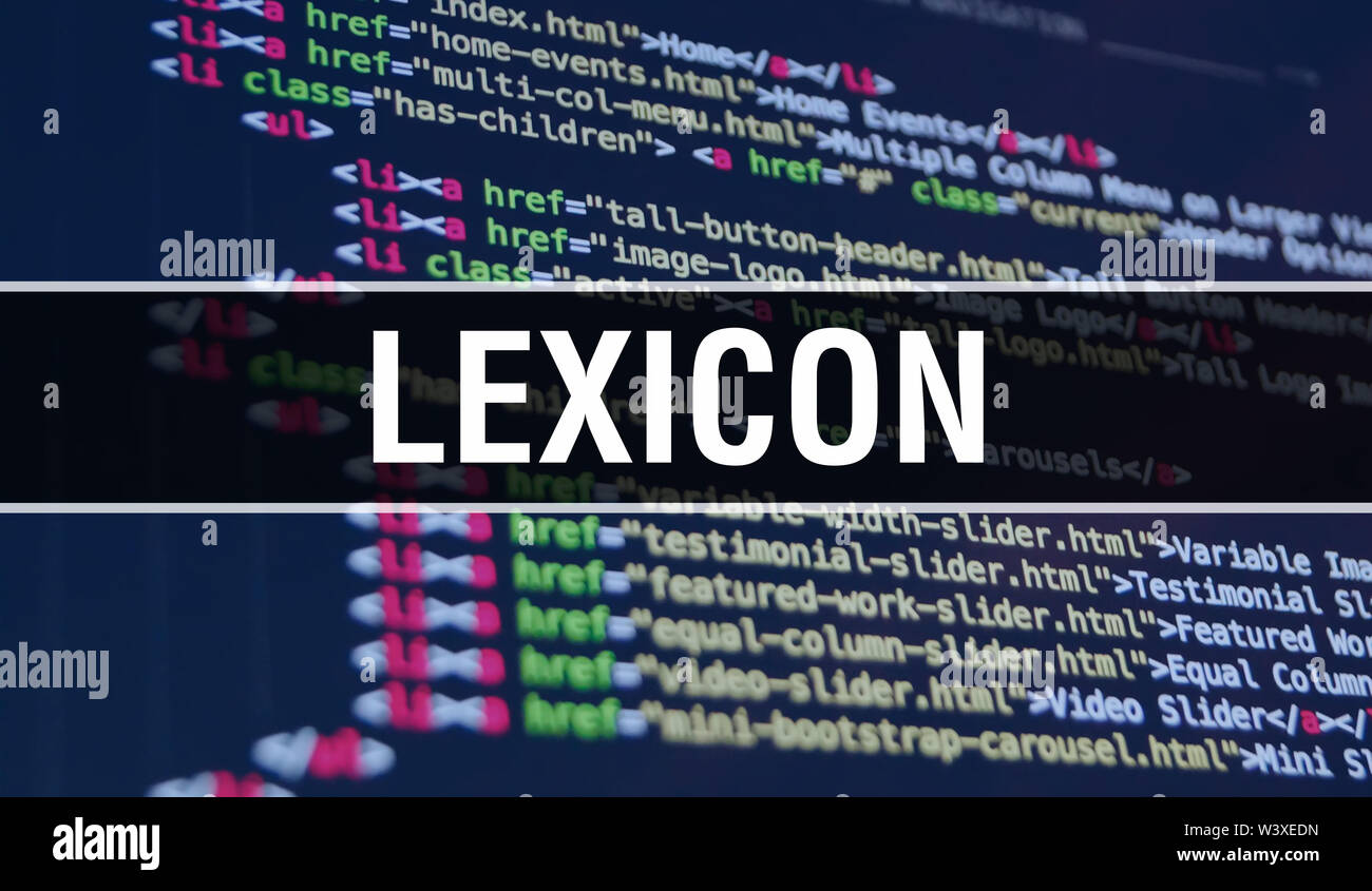 Lexicon concept illustration using code for developing programs and app. Lexicon website code ...