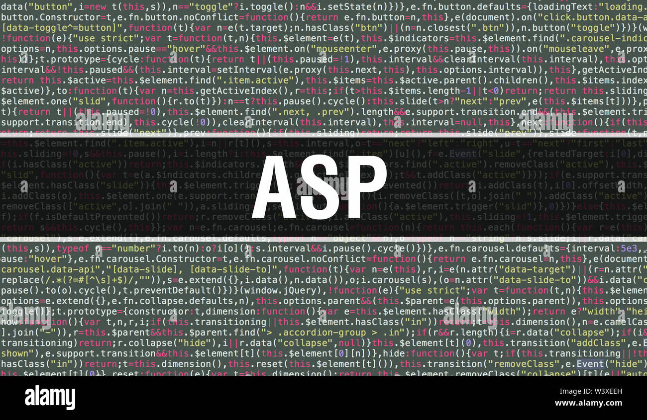 ASP text written on Programming code abstract technology background of ...