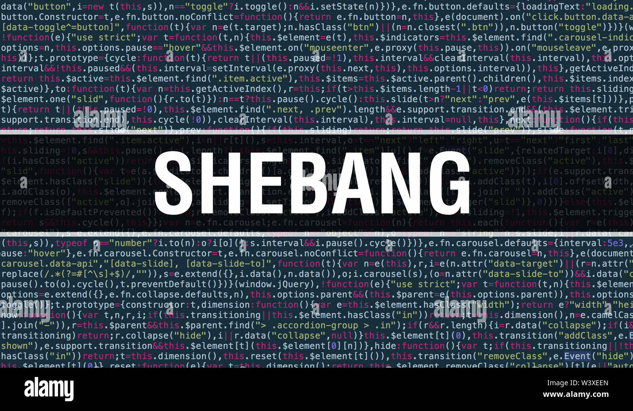 Shebang Text Written On Programming Code Abstract Technology Background Of Software Developer