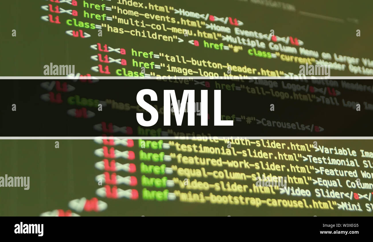SMIL concept illustration using code for developing programs and app ...