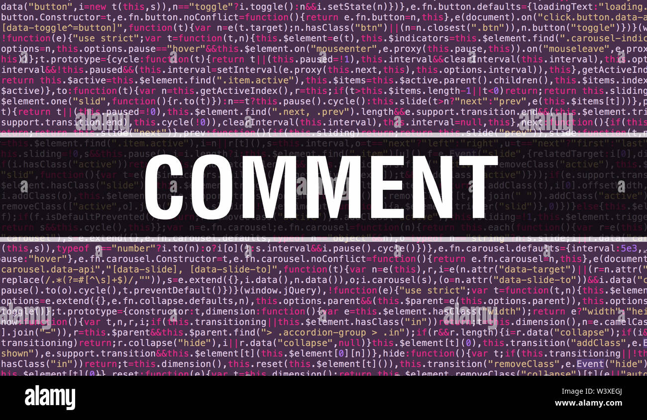 Comment text written on Programming code abstract technology background ...