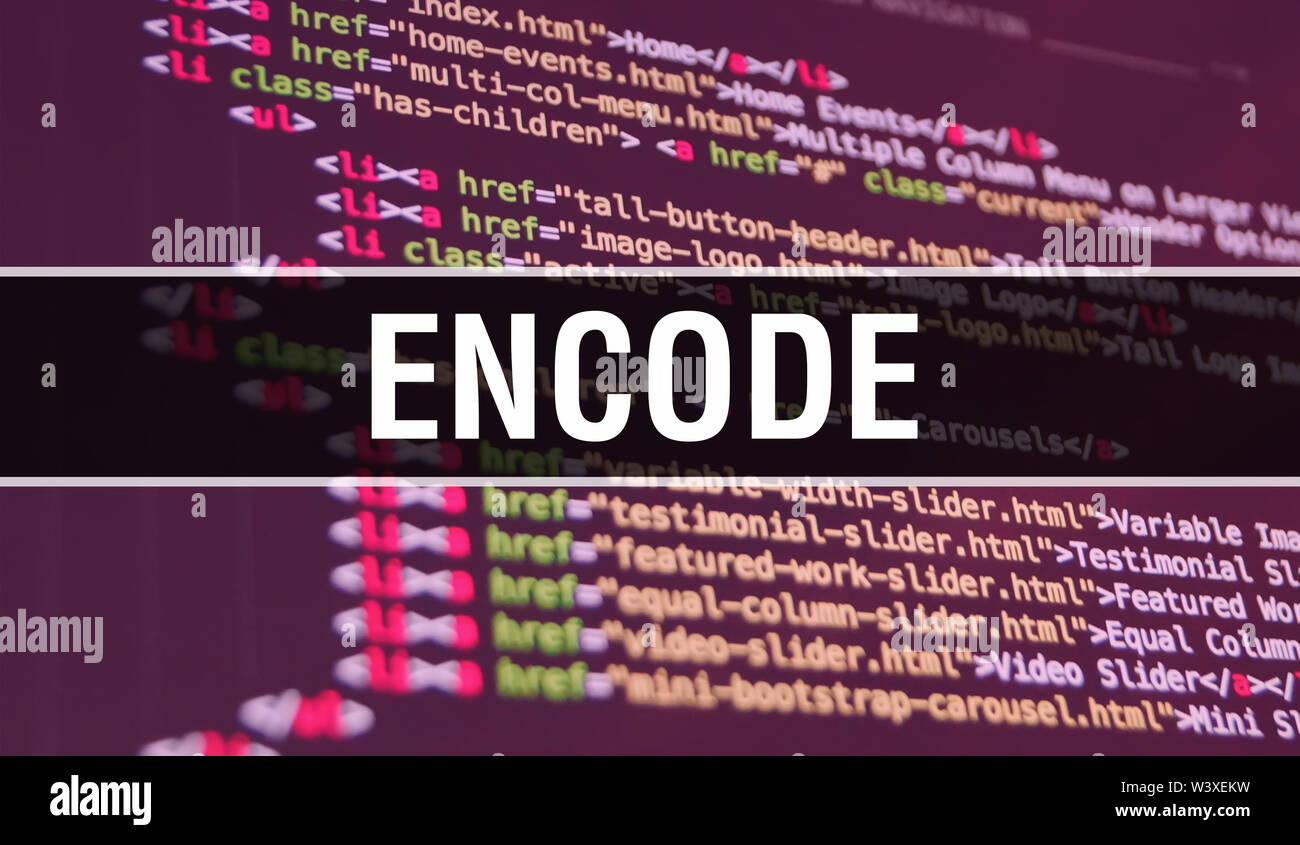 Encode concept illustration using code for developing programs and app ...