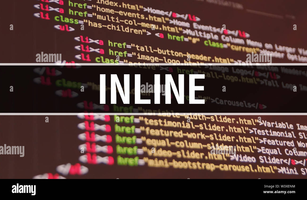 Inline concept illustration using code for developing programs and app. Inline website code with ...