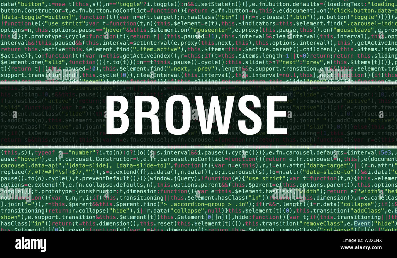 Browse text written on Programming code abstract technology background ...