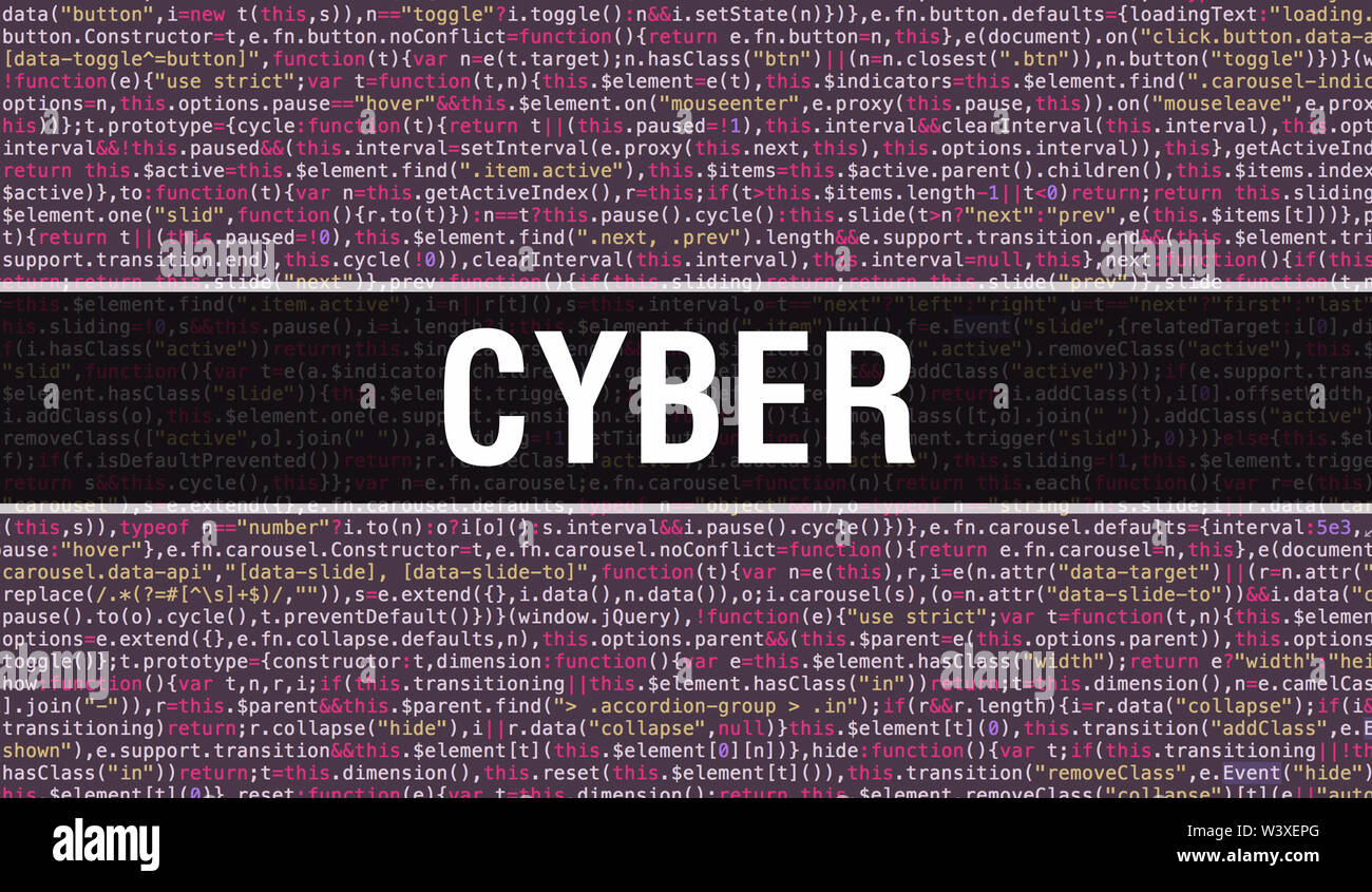 cyber text written on Programming code abstract technology background ...