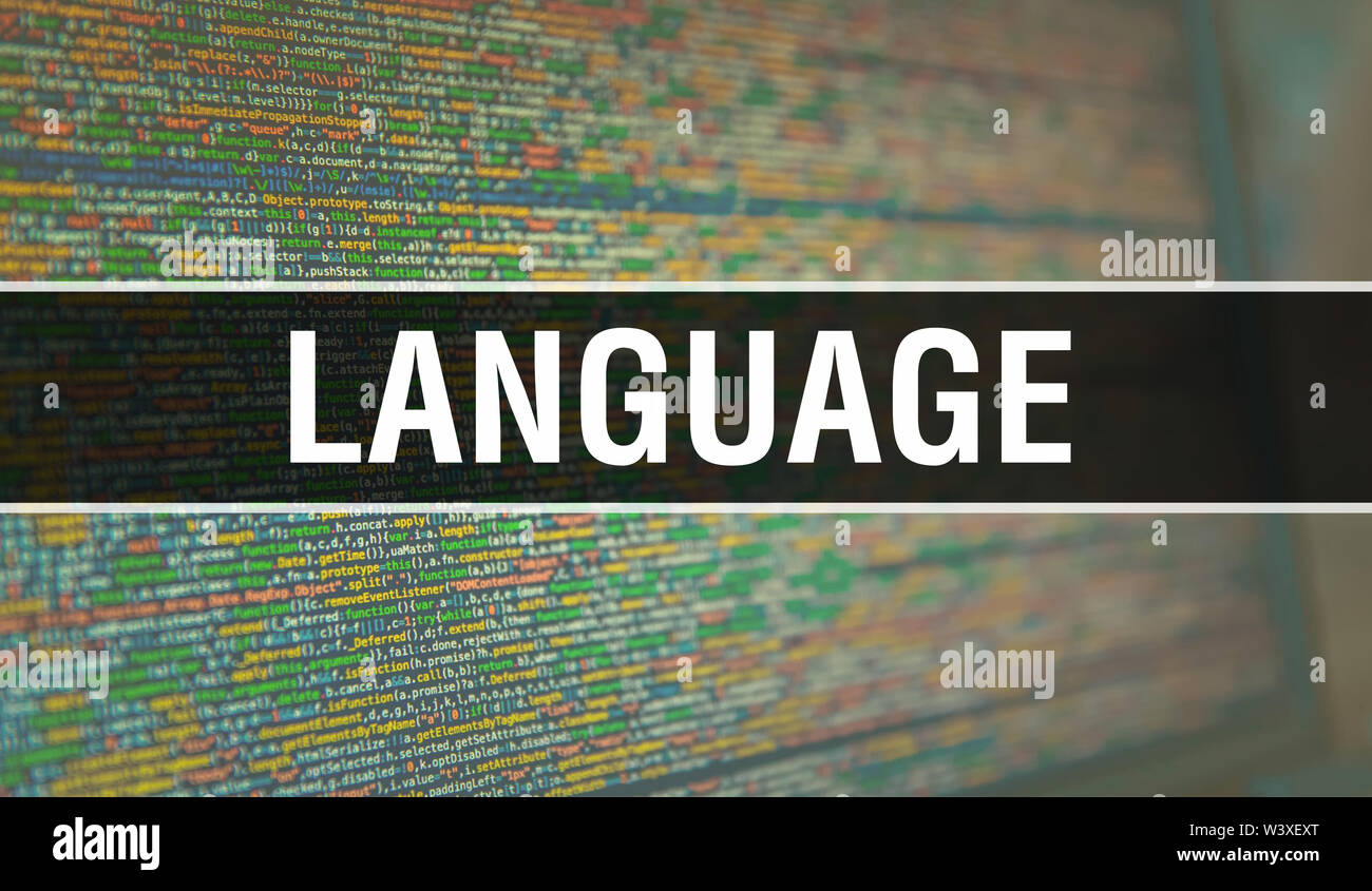 Language with Binary code digital technology background. Abstract ...
