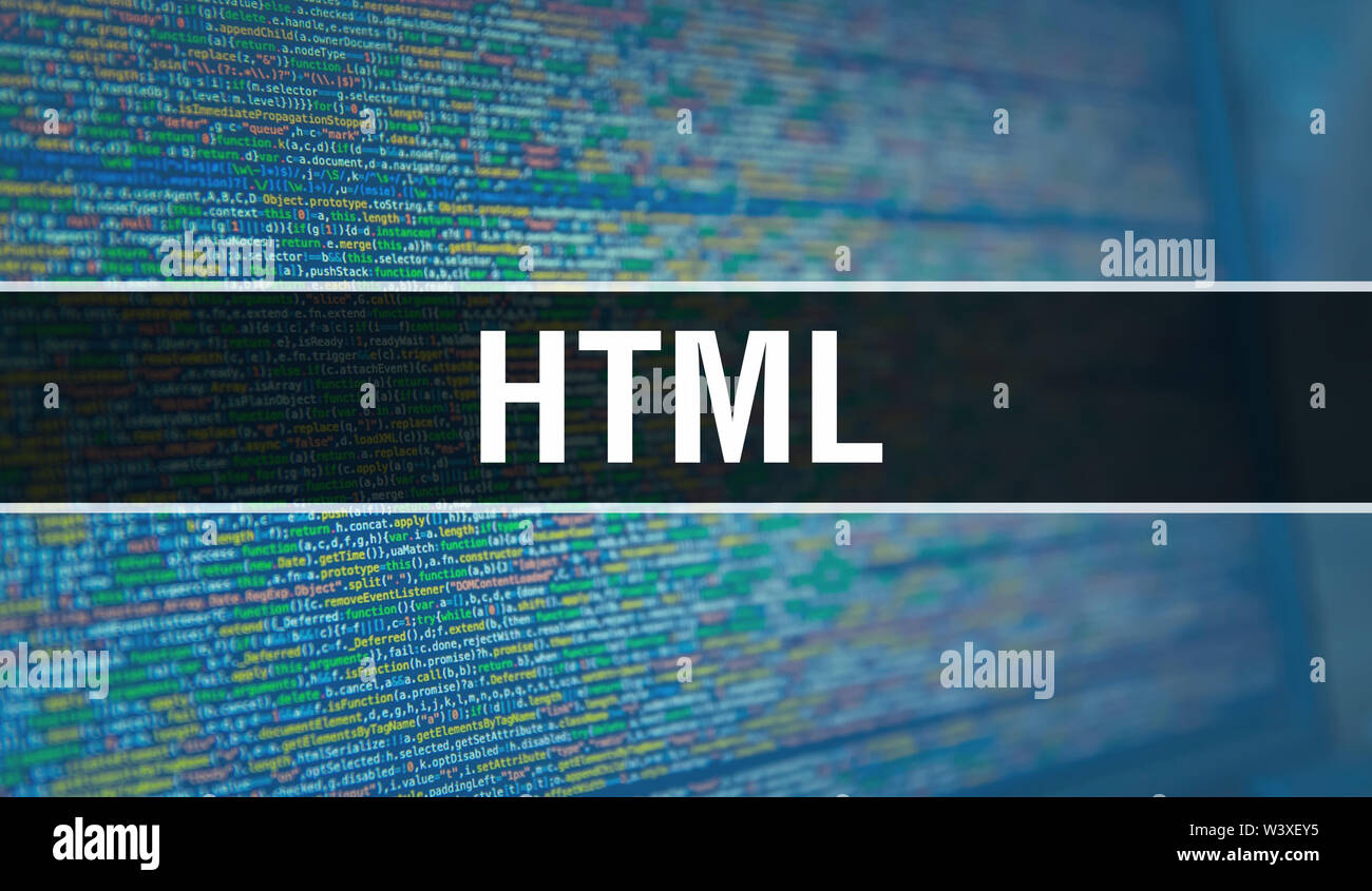 HTML with Binary code digital technology background. Abstract ... HTML with Binary code digital technology background. Abstract ...