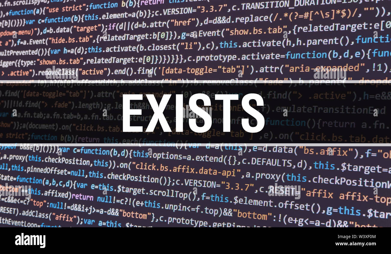 Exists Concept With Random Parts Of Program Code Exists With Programming Code Abstract