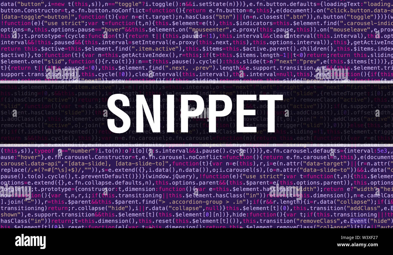 Snippet text written on Programming code abstract technology background ... Snippet text written on Programming code abstract technology background ...