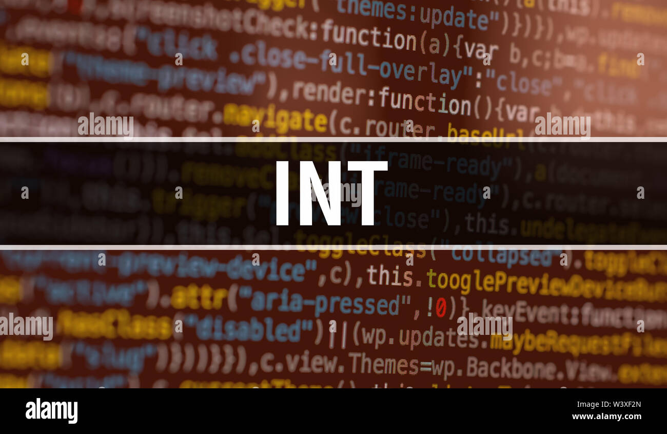 Int with Abstract Technology Binary code Background.Digital binary data ...