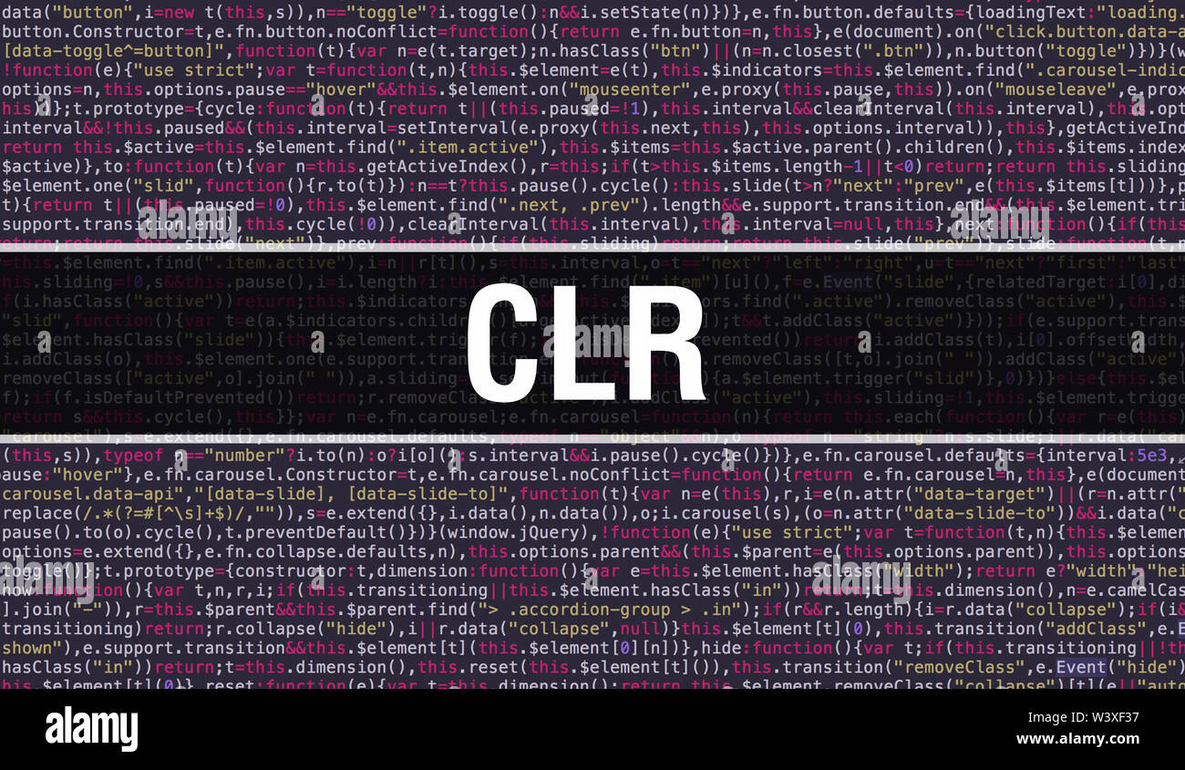 CLR text written on Programming code abstract technology background of ...
