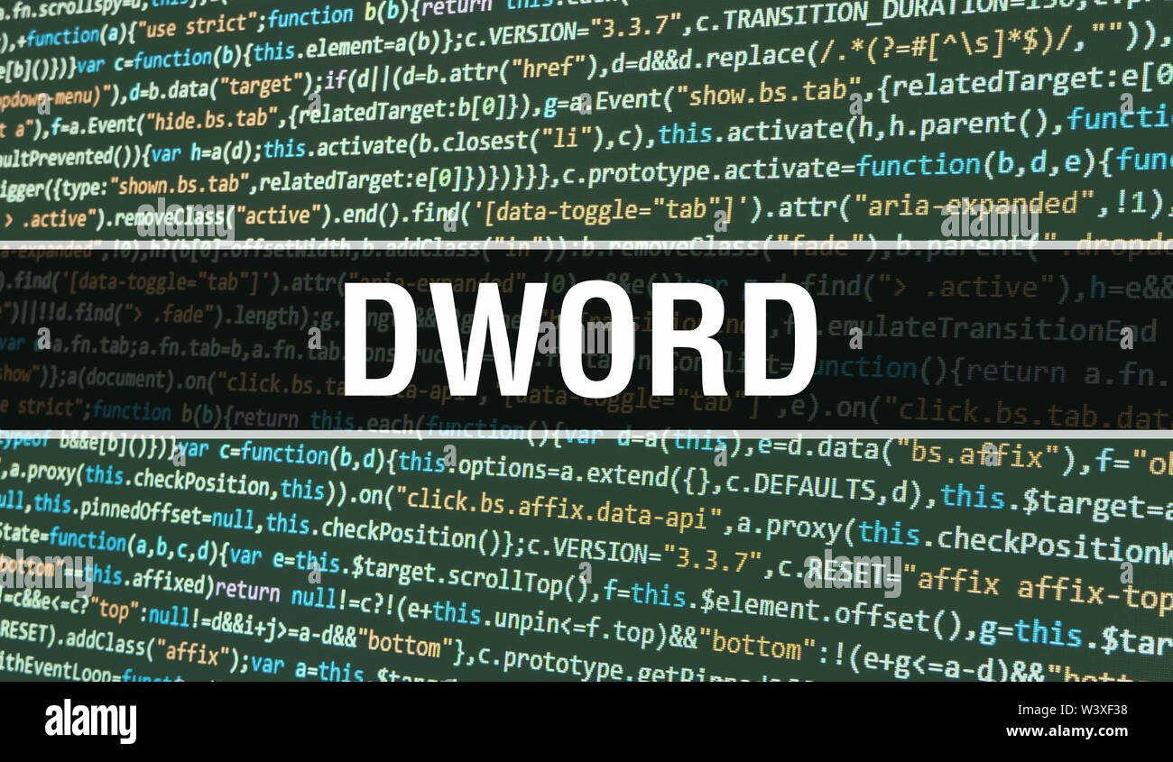 Dword concept with Random Parts of Program Code. Dword with Programming ...