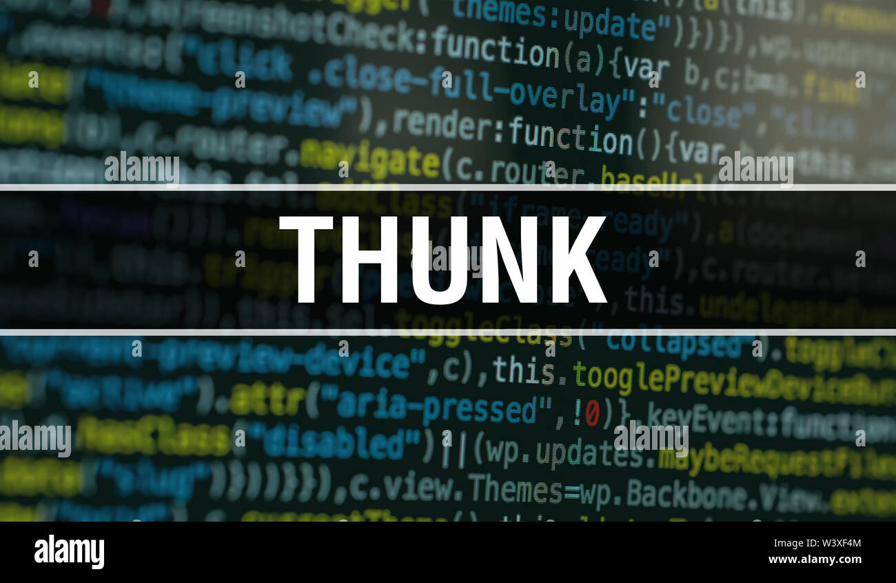 Thunk with Abstract Technology Binary code Background.Digital binary ...