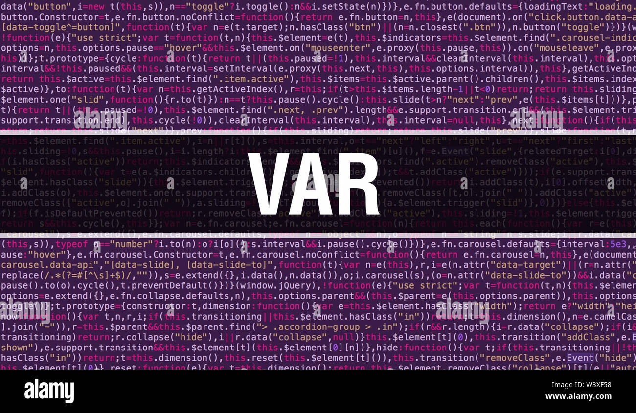 Var text written on Programming code abstract technology background of ...