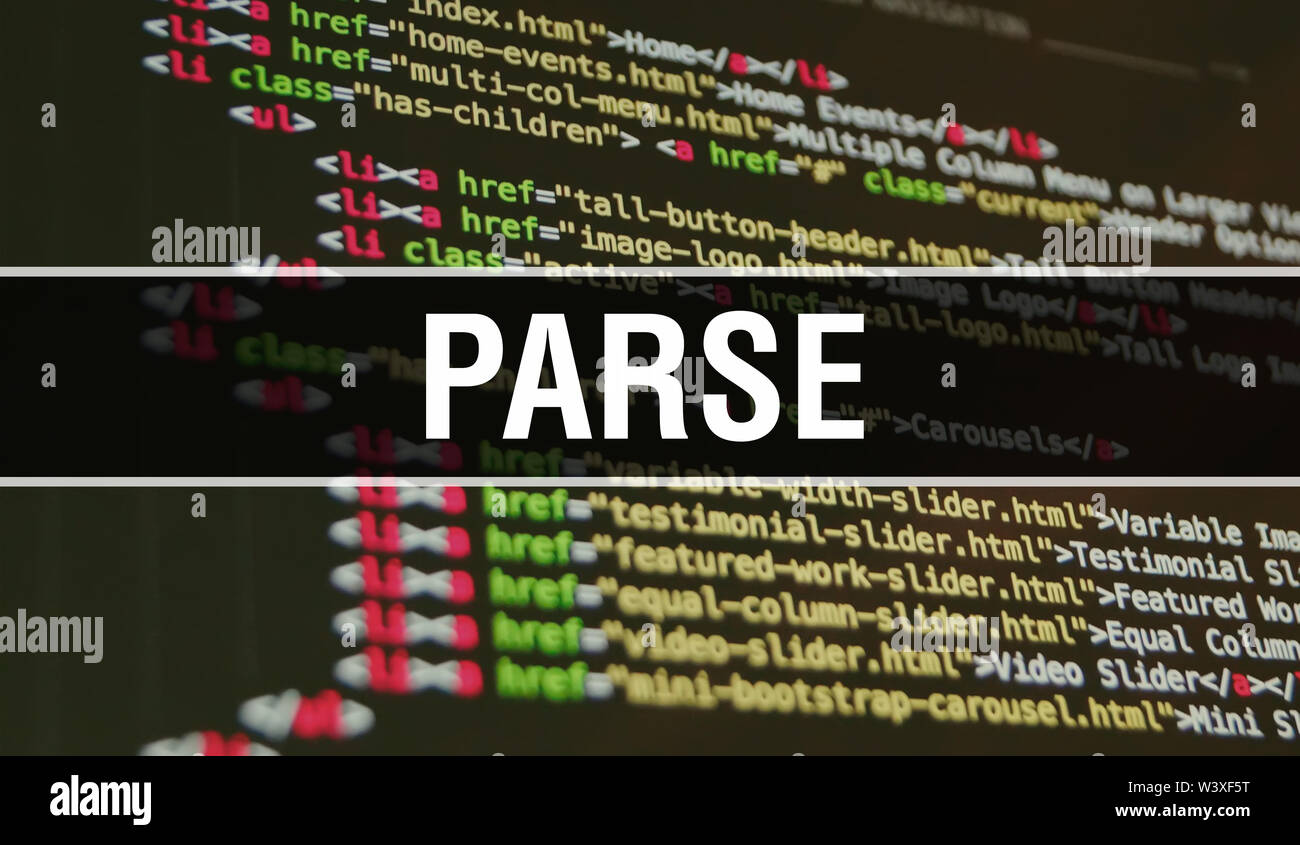 Parse concept illustration using code for developing programs and app ...
