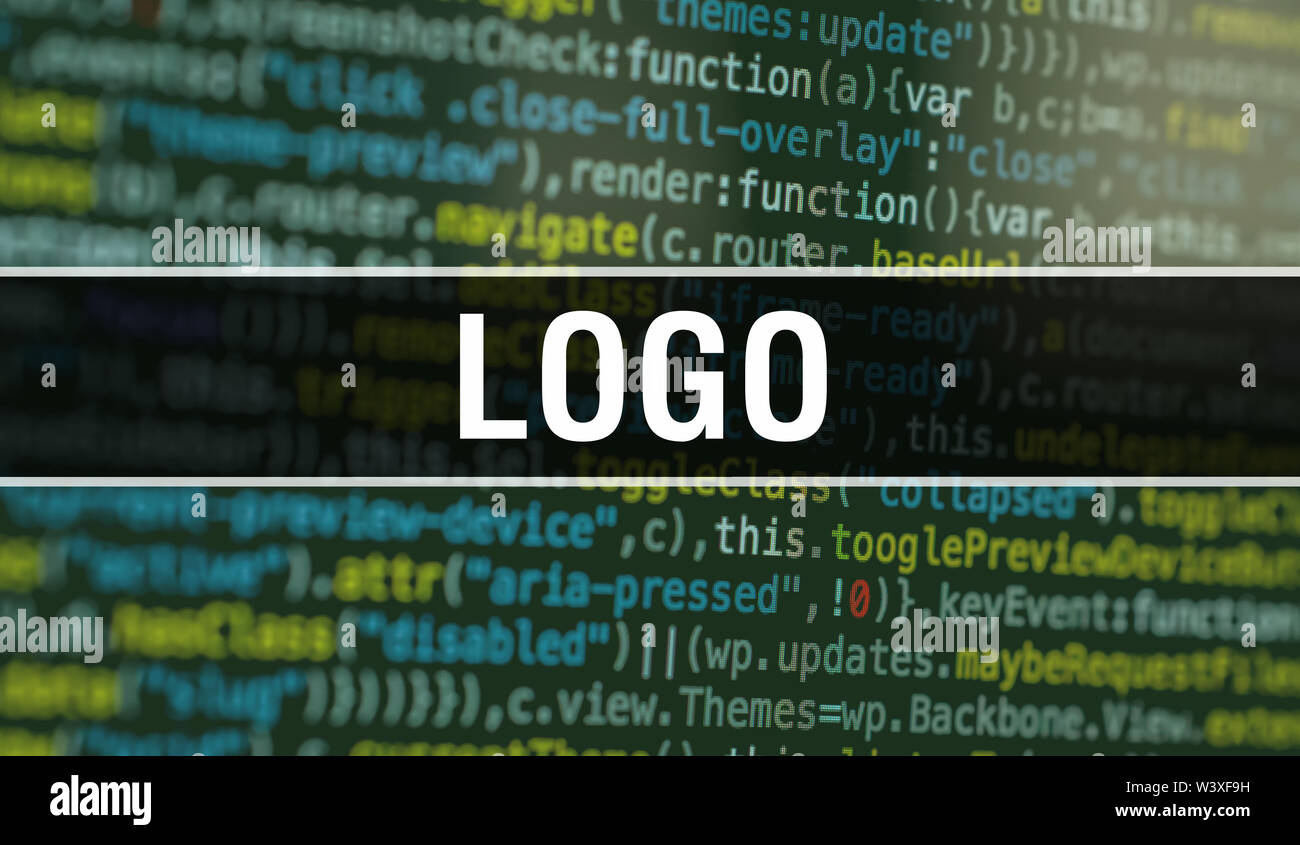 LOGO with Abstract Technology Binary code Background.Digital binary ...