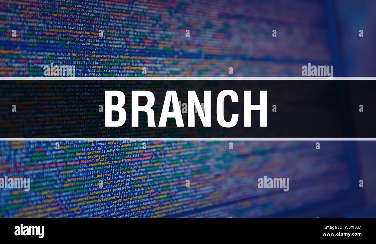 Branch with Binary code digital technology background. Abstract ...
