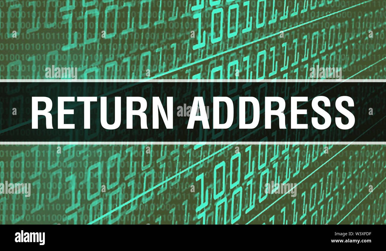 Return address with Binary code digital technology background. Abstract ...