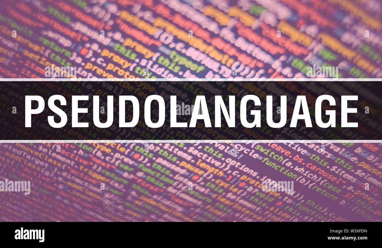 Pseudolanguage text written on Programming code abstract technology background of software ...