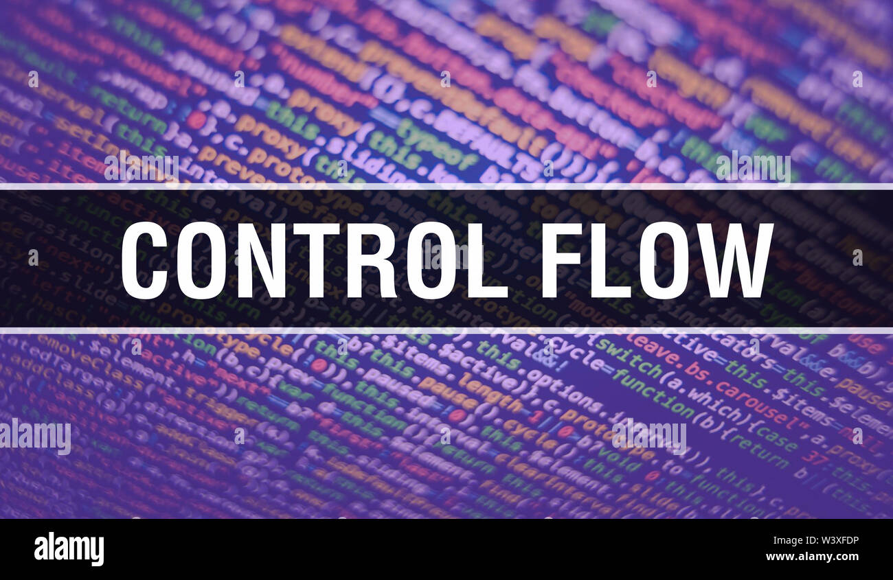 Control flow with Abstract Technology Binary code Background.Digital binary data and Secure Data ...