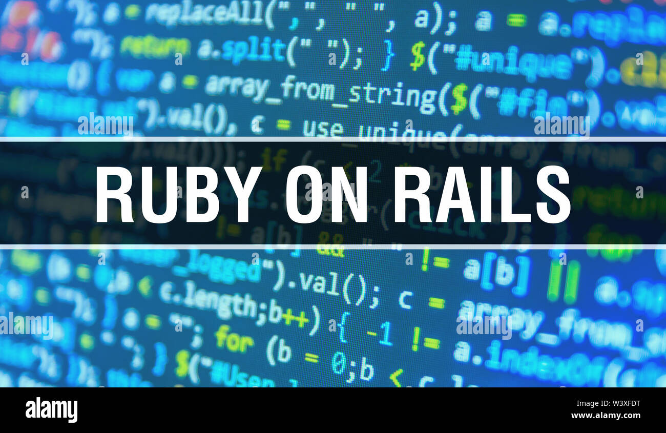 Ruby On Rails With Abstract Technology Binary Code Backgrounddigital Binary Data And Secure